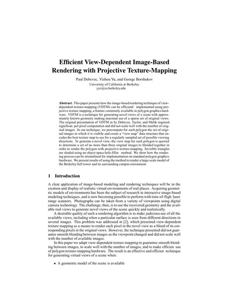Pdf Efficient View Dependent Image Based Rendering With Projective