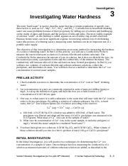 03 Water Hardness Pdf Investigation 3 Investigating Water Hardness The Term Hard Water Is