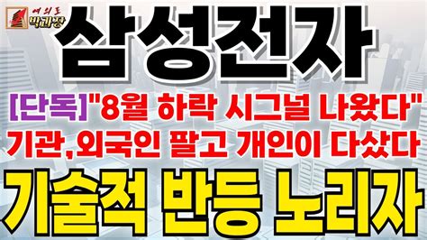 삼성전자 주가전망 단독 8월 하락 시그널 나왔다 기관외국인 팔고 개인이 다샀다 기술적 반등 노리자 삼성전자 삼성전자주가 삼성전자주가전망 삼성전자주식전망