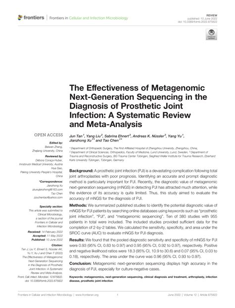 Pdf The Effectiveness Of Metagenomic Next Generation Sequencing In The Diagnosis Of Prosthetic