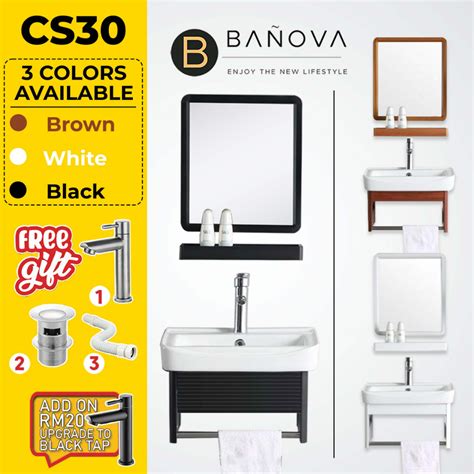 Banova Aluminum Bathroom Cabinet Basin Set Ceramic Sink With Mirror And