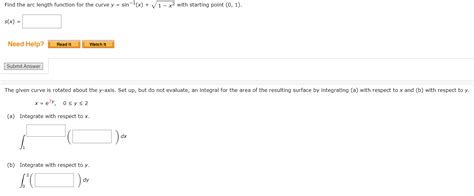 solved find the arc length function for the curve