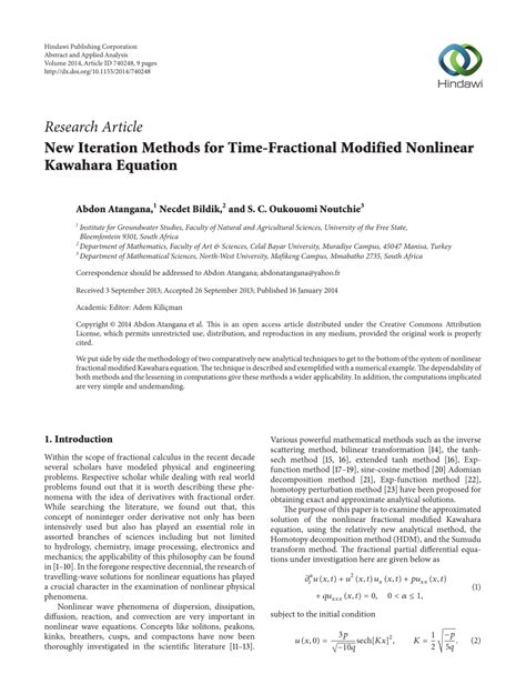 Pdf New Iteration Methods For Time Fractional Modified Nonlinear Kawahara Equation