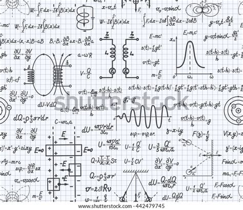 Physical Vector Seamless Pattern Formulas Equations Stock Vector Royalty Free