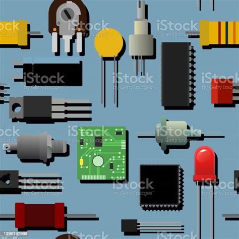 라디오 구성 요소 집합입니다 배경 그림 무선 회로용 요소 전자 세부 사항 원활한 패턴 벡터 0명에 대한 스톡 벡터 아트 및 기타 이미지 Istock