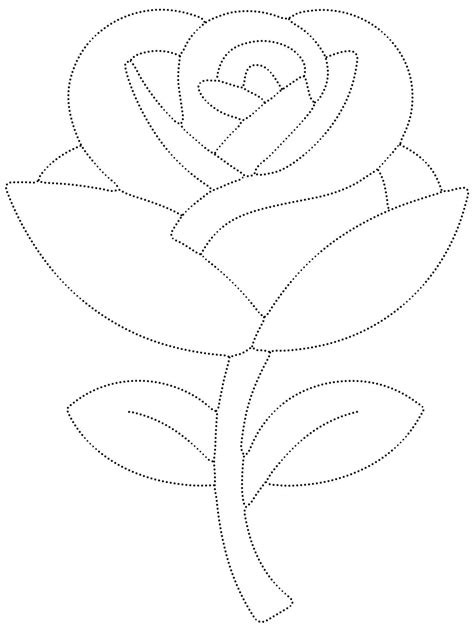 Rose Tracing Coloring Pages Coloringlib