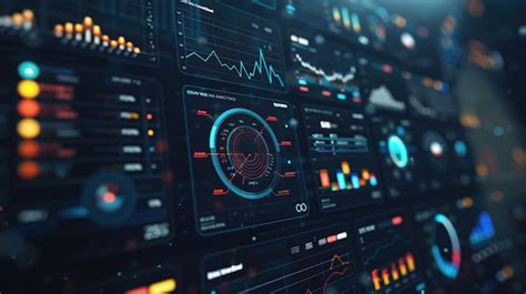 Futuristic Dashboard Interface With Various Graphs Charts And Data Premium Ai Generated Image