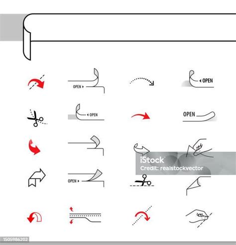 Ilustración De Un Conjunto De Iconos Para Instrucciones Personalizadas Para Abrir Y Cerrar Un