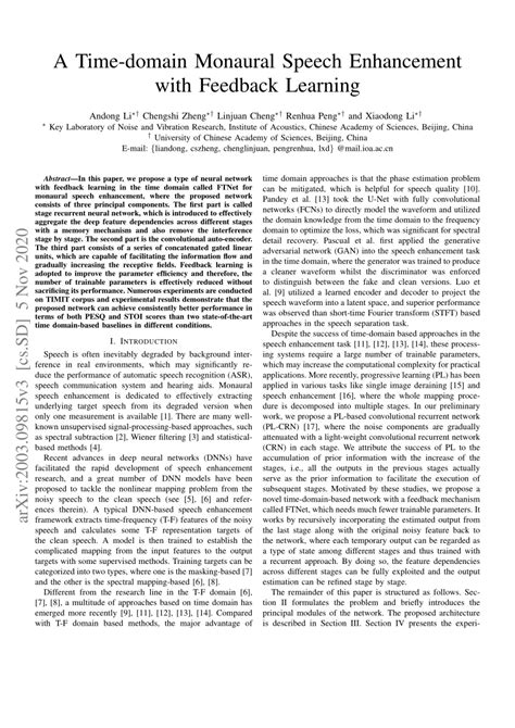 Pdf Monaural Speech Enhancement With Recursive Learning In The Time Domain