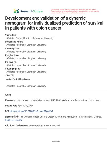 pdf development and validation of a dynamic nomogram for