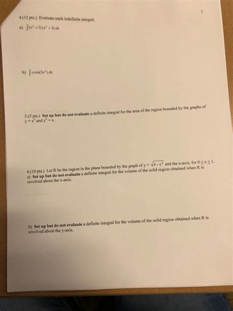 Solved 4 12 Pts Evaluate Each Indefinite Integral 5 5