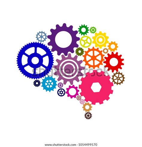 Human Brain Colorful Brain Flat Gears Stock Vector Royalty Free