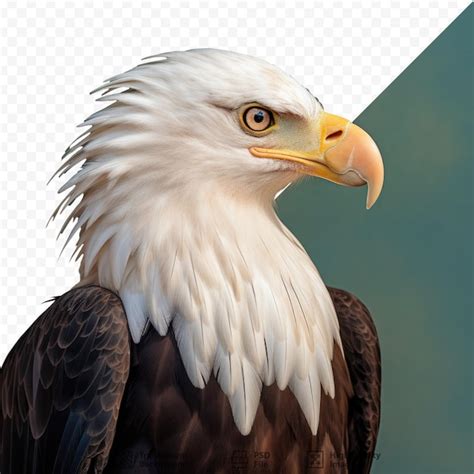 파란색 배경의 대머리 독수리 사진 프리미엄 Psd 파일