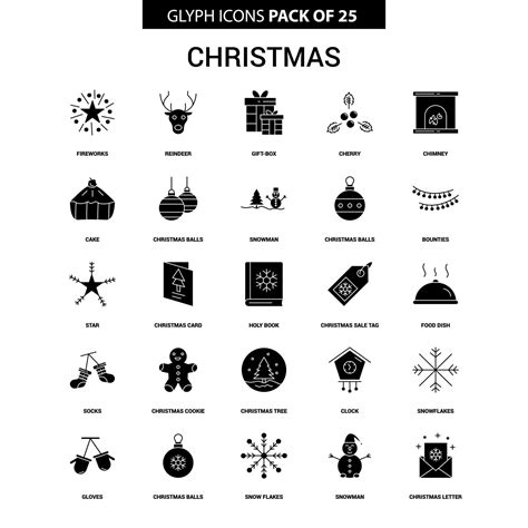 Christmas Glyph Vector Icon Set 14319670 Vector Art At Vecteezy