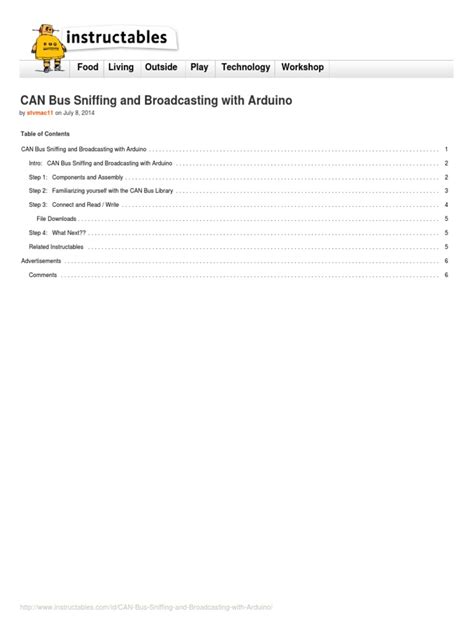 Can Bus Sniffing And Broadcasting With Arduino Pdf Telecommunications Information And