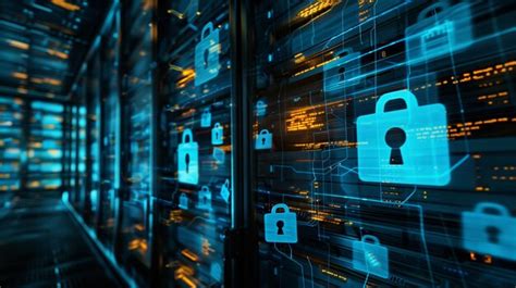 Locked Data Files Screen Displaying A Series Of File Icons Lock Symbol Premium Ai Generated Image