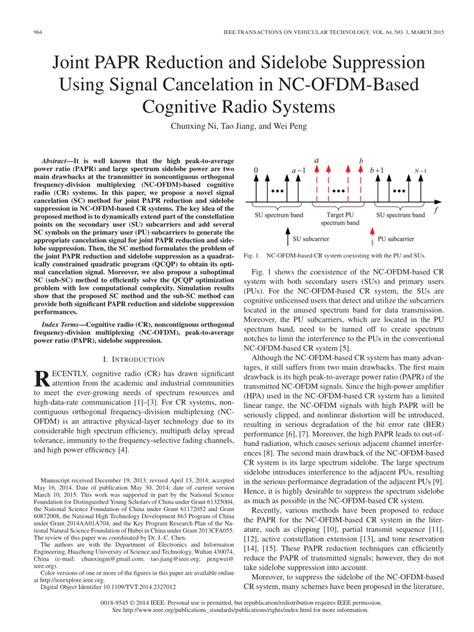 Pdf Joint Papr Reduction And Sidelobe Suppression Using Signal Cancelation In Nc Ofdm Based