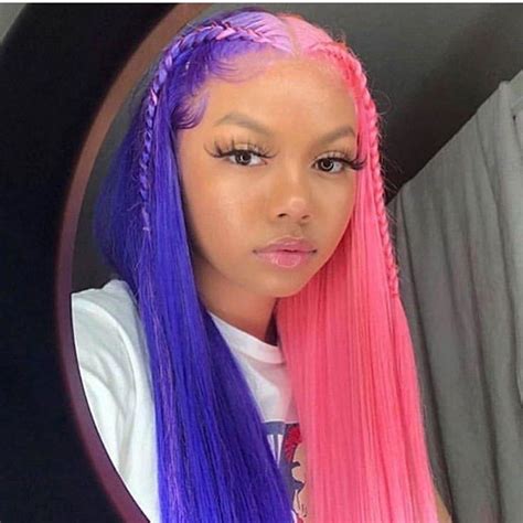 Lace Wig Website Sales On Instagram Half Blue And Half Pink Wig