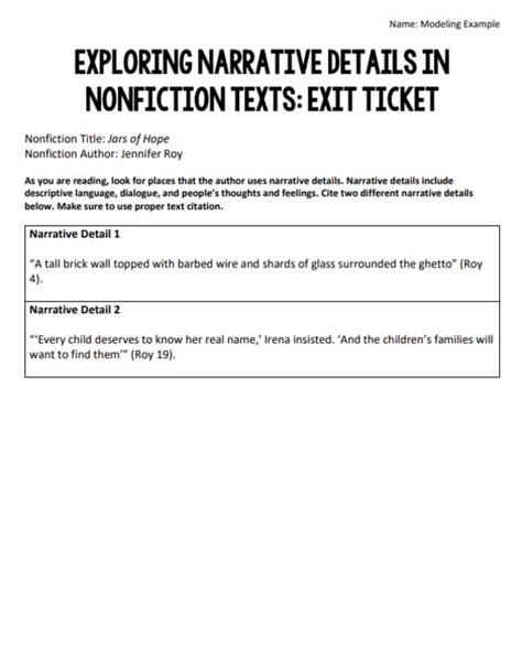 Nonfiction Reading Lesson Exploring Narrative Details In Nonfiction Texts