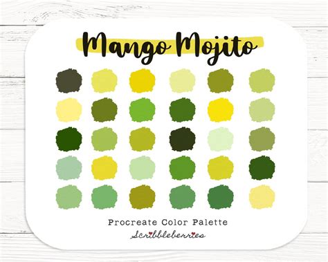 Mango Mojito Procreate Color Palette Colorful Palette Color Palette Ipad Pro Procreate