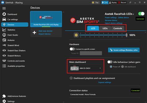 Setup SimHub Features Asetek Simsports