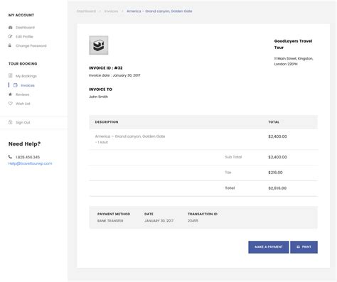 Customer Invoice 澳亚旅游
