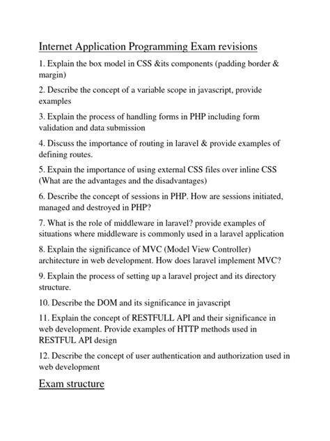 Internet Application Programming Exam Revisions 071821 Pdf Computers Technology