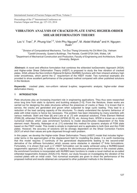 Pdf Vibration Analysis Of Cracked Plate Using Higher Order Shear Deformation Theory