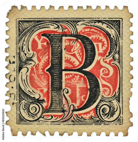 Png Vintage Alphabet B Postage Stamp Stock Illustration Adobe Stock