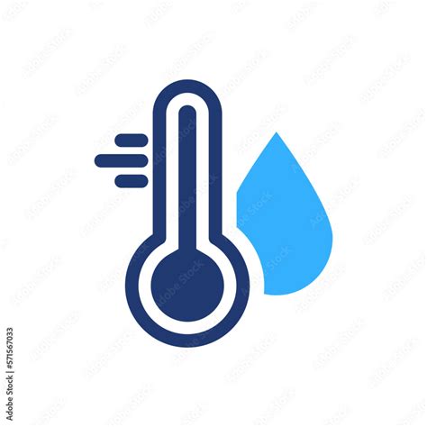 Water Temperature Indicator Silhouette Icon Mercury Thermometer And Water Drop Color Pictogram