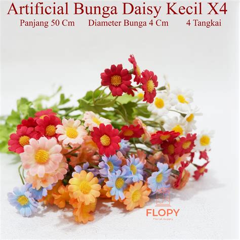 Jual [ 4 Cabang ] Bunga Artificial Bunga Daisy Kecil X4 Artificial Bunga Dekorasi Shopee