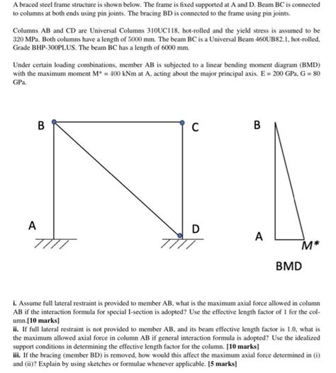 A Braced Steel Frame Structure Is Shown Below The