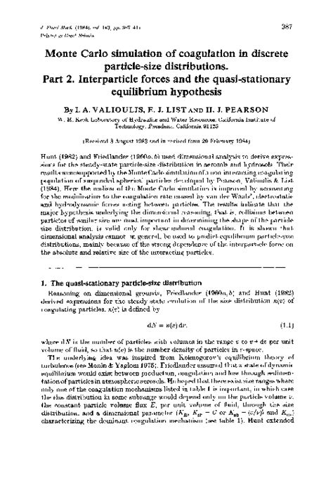 Pdf Monte Carlo Simulation Of Coagulation In Discrete Particle Size Distributions Part 1