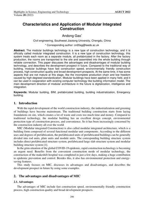Pdf Characteristics And Application Of Modular Integrated Construction