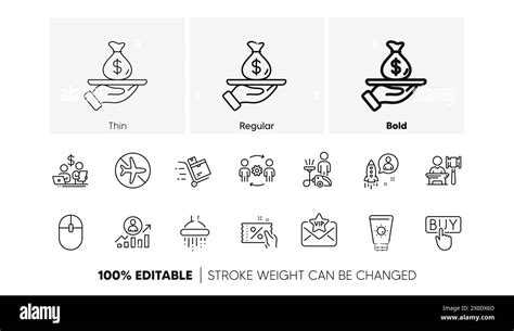 Auction Flight Mode And Discount Coupon Line Icons For Web App