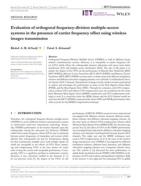Pdf Evaluation Of Orthogonal Frequency‐division Multiple‐access Systems In The Presence Of
