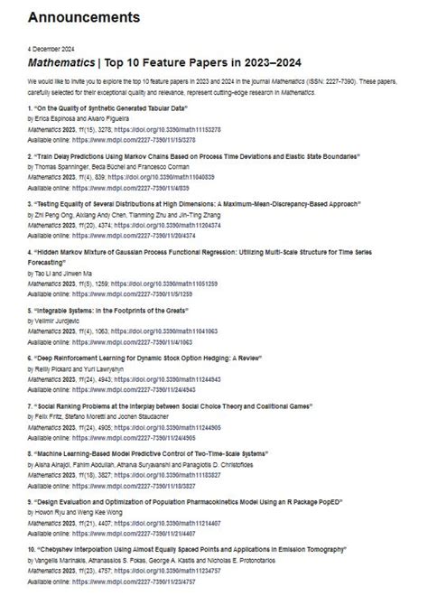 Mdpiopenaccess Comscimathmdpi Mathematics Mdpi