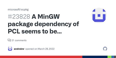A Mingw Package Dependency Of Pcl Seems To Be Missing From Mirror