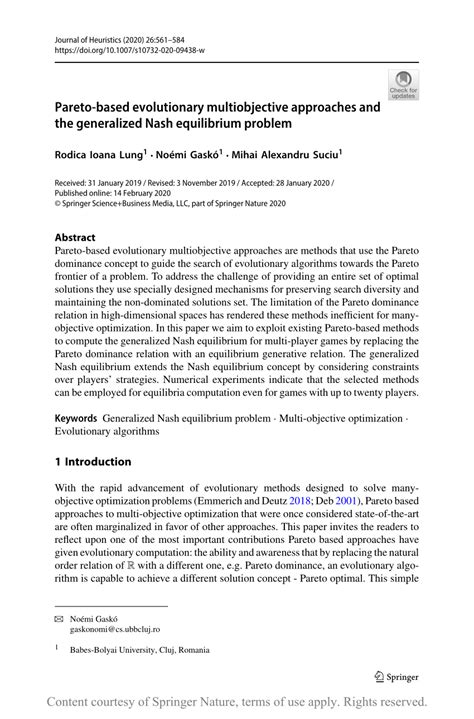 Pareto Based Evolutionary Multiobjective Approaches And The Generalized Nash Equilibrium Problem