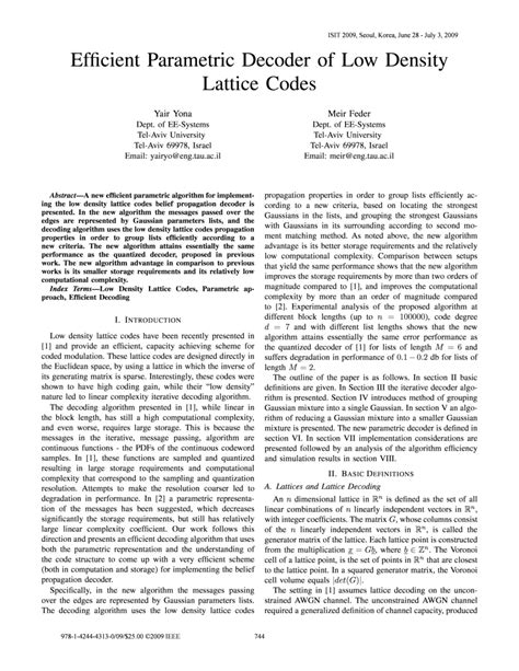 pdf efficient parametric decoder of low density lattice codes