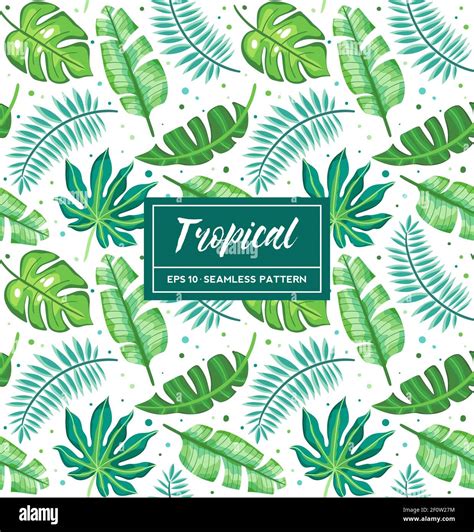 Tropical Seamless Pattern With Exotic Palm Leaves On White Background Perfect For Wallpapers