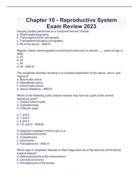 Chapter 10 Reproductive System Exam Review 2023 Chapter 10 Reproductive System Stuvia Us