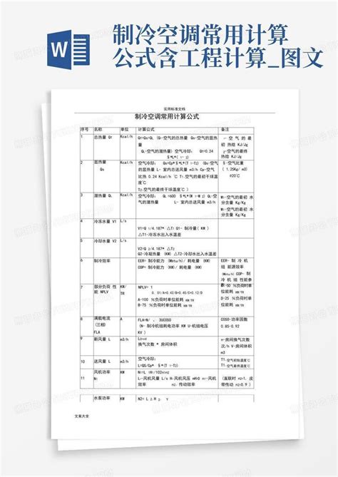 制冷空调常用计算公式含工程计算 图文Word模板下载 编号qarwdgbj 熊猫办公