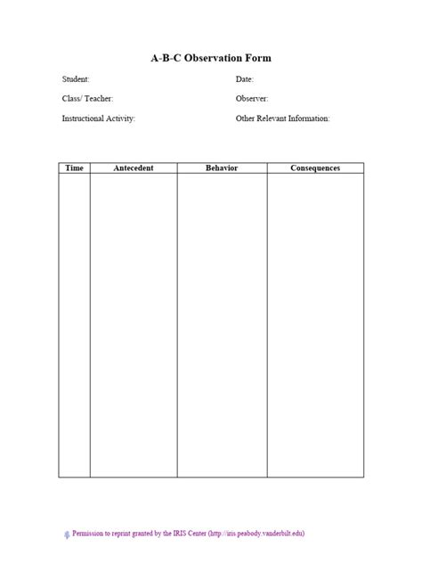 Ia Abc Observation Form Pdf