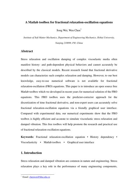 Pdf A Matlab Toolbox For Fractional Relaxation Oscillation Equations