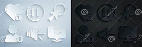 Set Speaker Volume Arrow Cursor Add To Friend Dislike In Speech Bubble Pause Button And Like