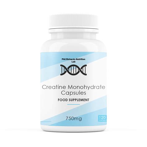 Creatine Monohydrate 750mg X 120 Capsules Phil Richards Nutrition Lab