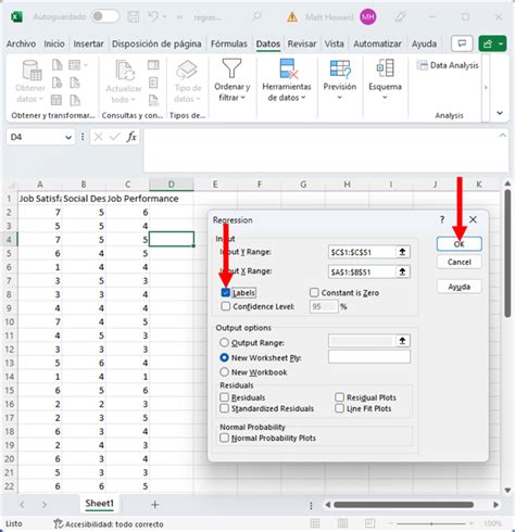 Regresión En Excel Dr Matt C Howard