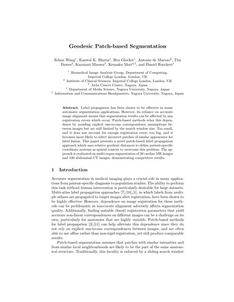 Pdf Geodesic Patch Based Segmentation