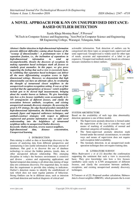 Pdf A Novel Approach For K Nn On Unsupervised Distance Based Outlier Detection